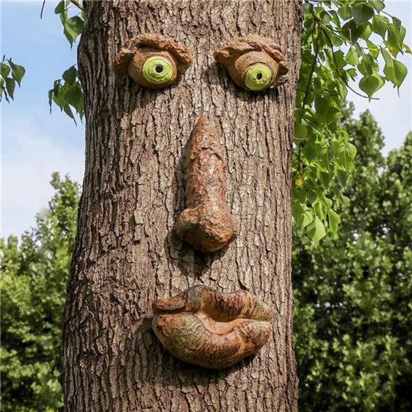 Accents | 15 Inch Tree Face Statues Plus Size Old Man Tree Hugger Bark ...